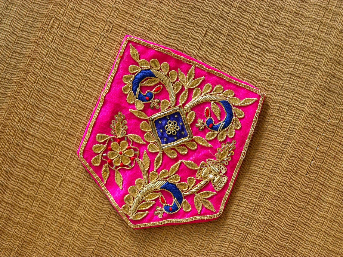 Pink Gold Embroidered Pocket PatchHandmade Indian Pink Pocket | Etsy