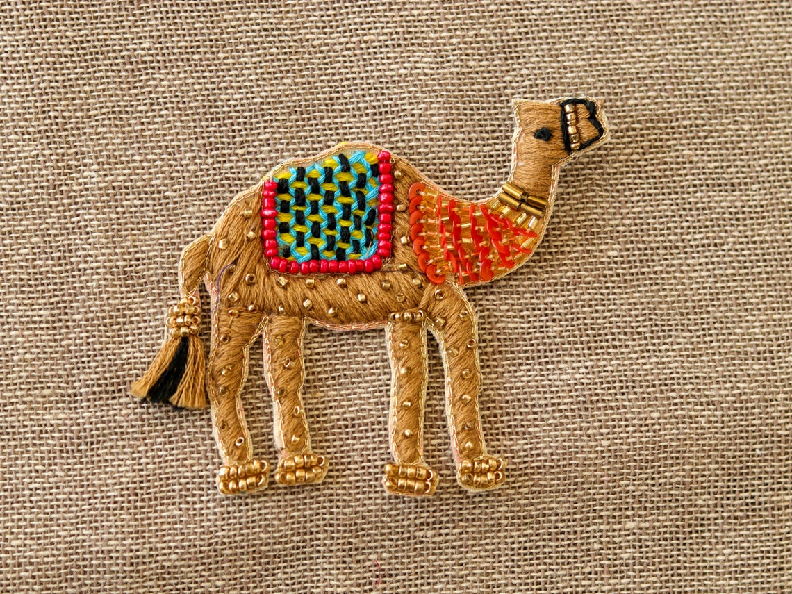 Brown Red Camel Embroidered Patchhandmade Embroidered - Etsy