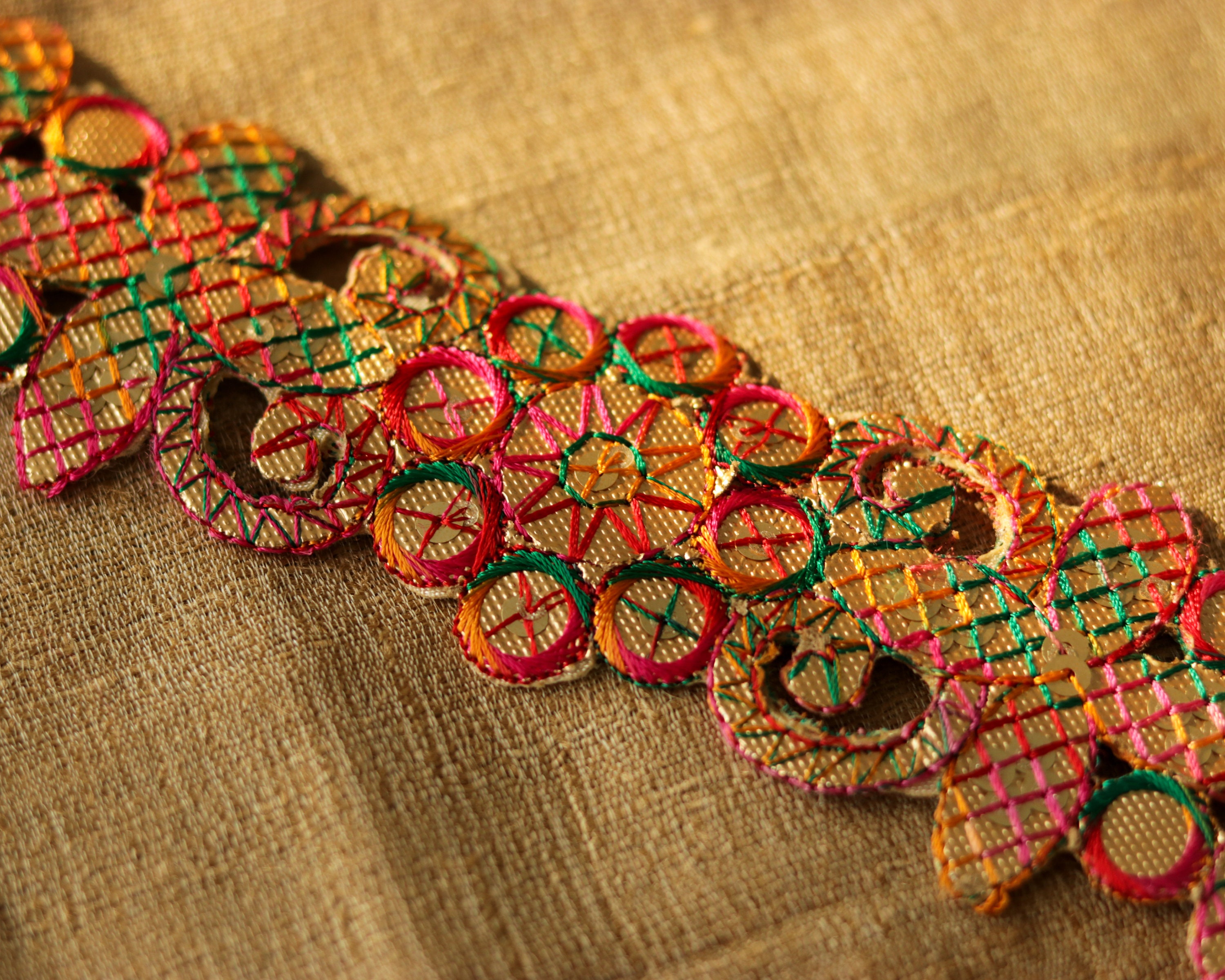 Red Gold Floral Cutwork Trim,gold Gota Floral Border,gold Floral Lace ...