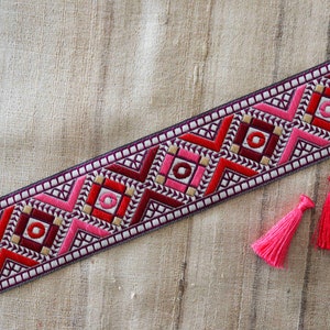 Beige Red Geometric Jacquard Trim,pink Red Checks Brocade Border,indian ...