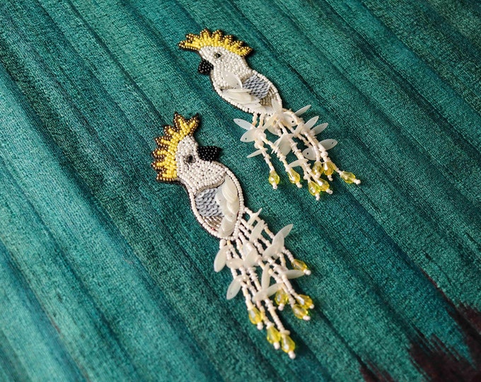 Golden Parrot Beaded Embroidered Patch,handmade Parrot Applique,boho ...