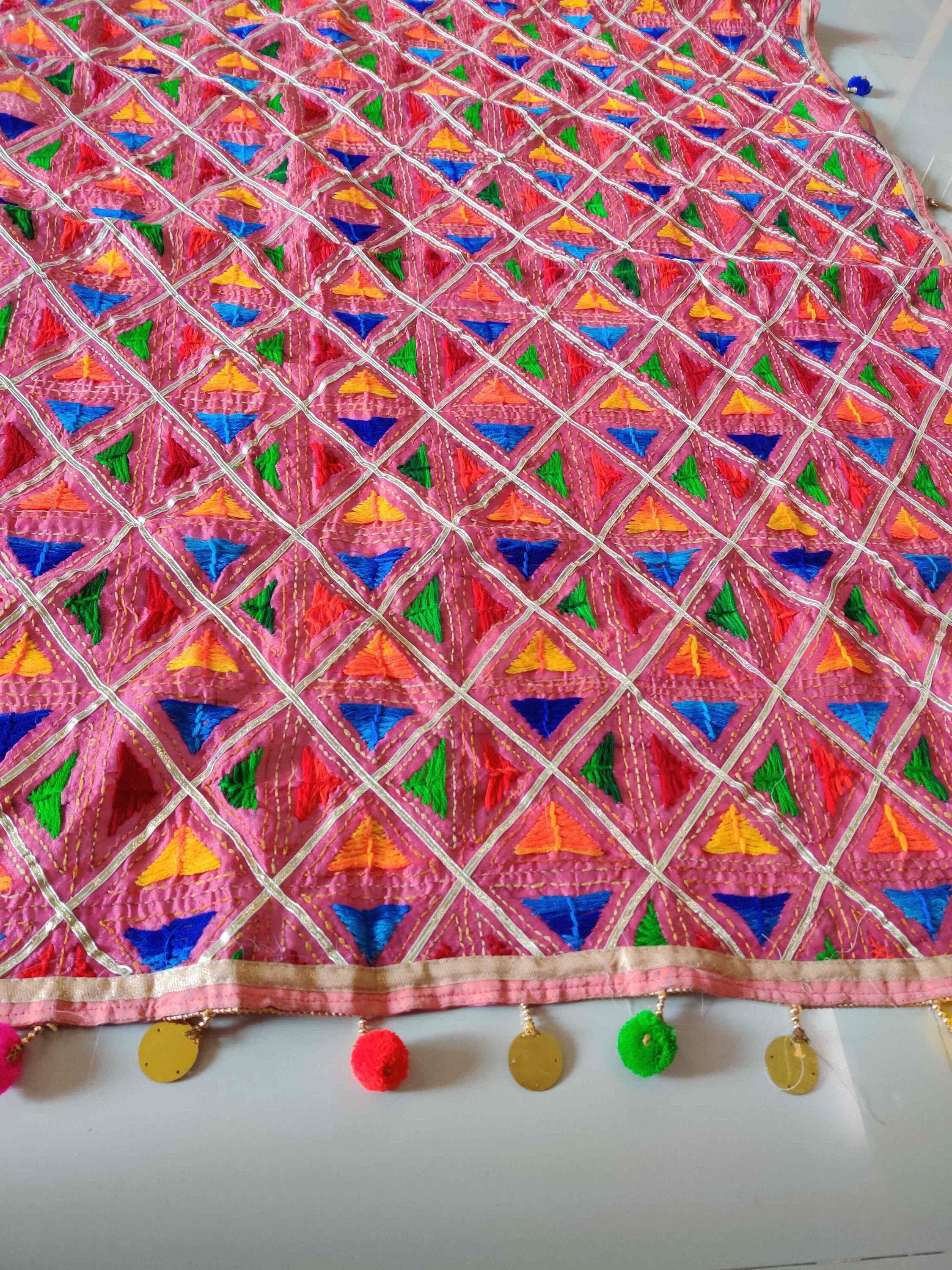 Pink Phulkari Chunni - Etsy