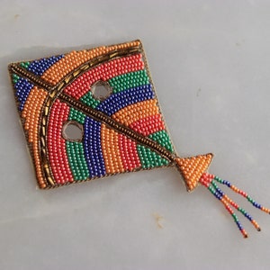 Multicolour Kite Beaded Embroidered Patch,handmade Beaded Applique ...