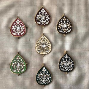 Teardrop Kundan Enamel Buttons,indian Meenakari Kurta Button,pink Red ...