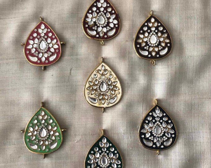 Teardrop Kundan Enamel Buttons,indian Meenakari Kurta Button,pink Red ...