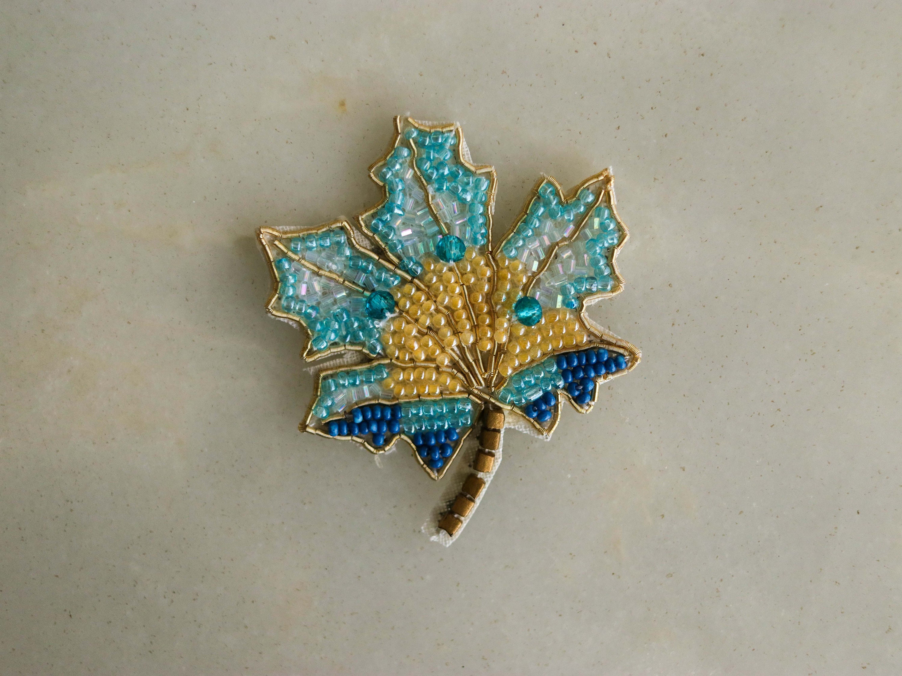 Blue Maple Leaf Beaded PatchHandmade embroidered maple leaf | Etsy