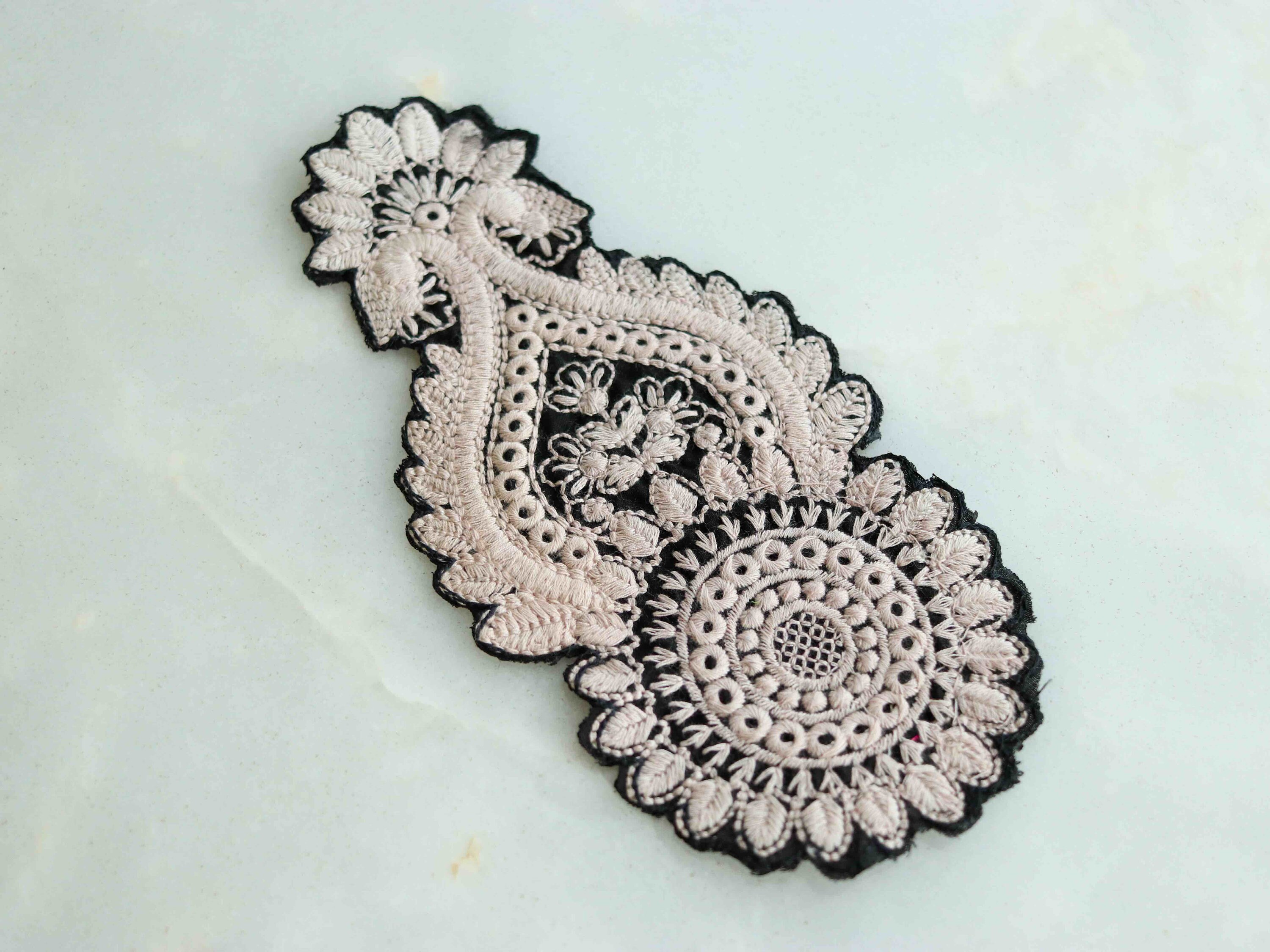 Black White Floral Embroidered Patchhandmade Lucknowi | Etsy