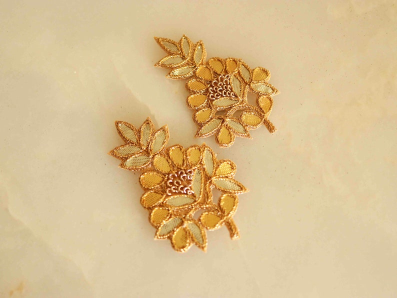 Regal Gold Floral Embroidered Patch,handmade Embroidered Royal Gota ...