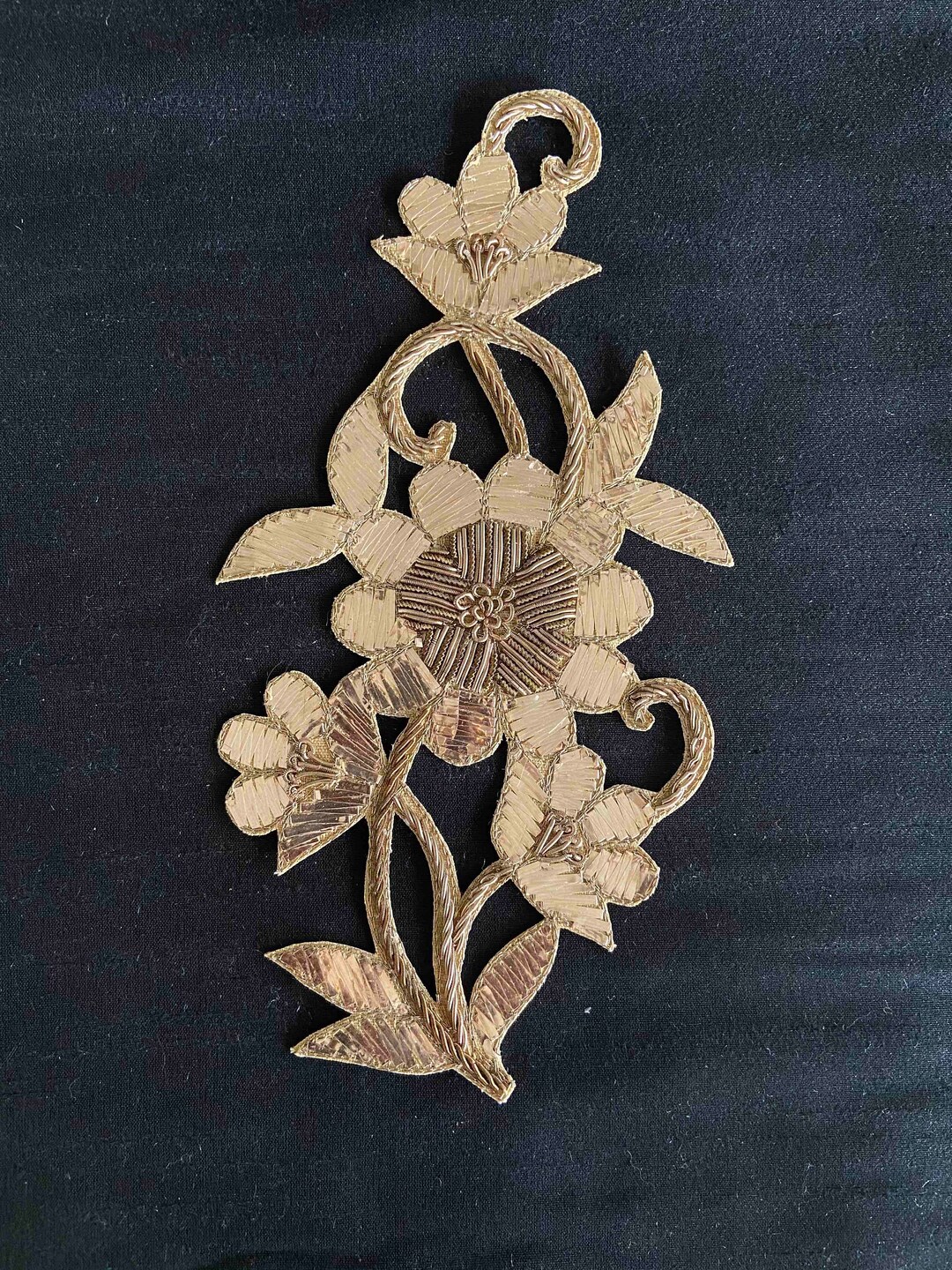 Rose Gold Floral Embroidered Patch,handmade Embroidered Gold Gota ...