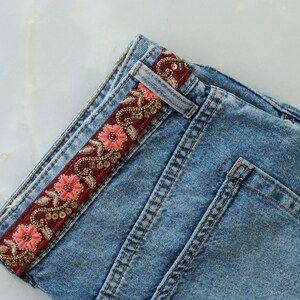 Maroon Pink Floral Beaded Trim,deep Red Floral Border,floral ...