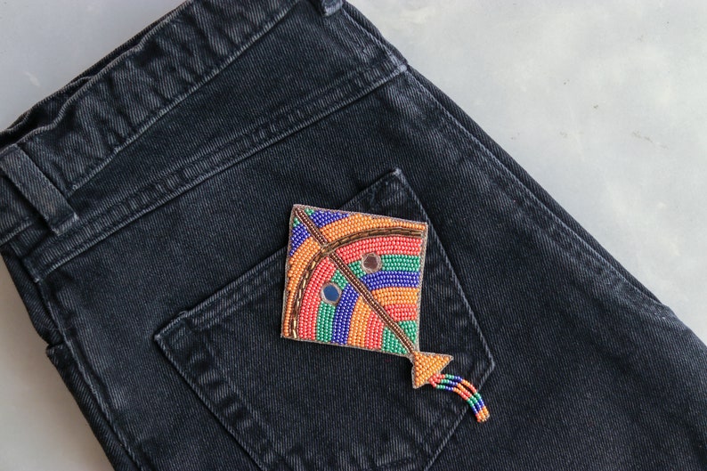 Multicolour Kite Beaded Embroidered Patch,handmade Beaded Applique ...