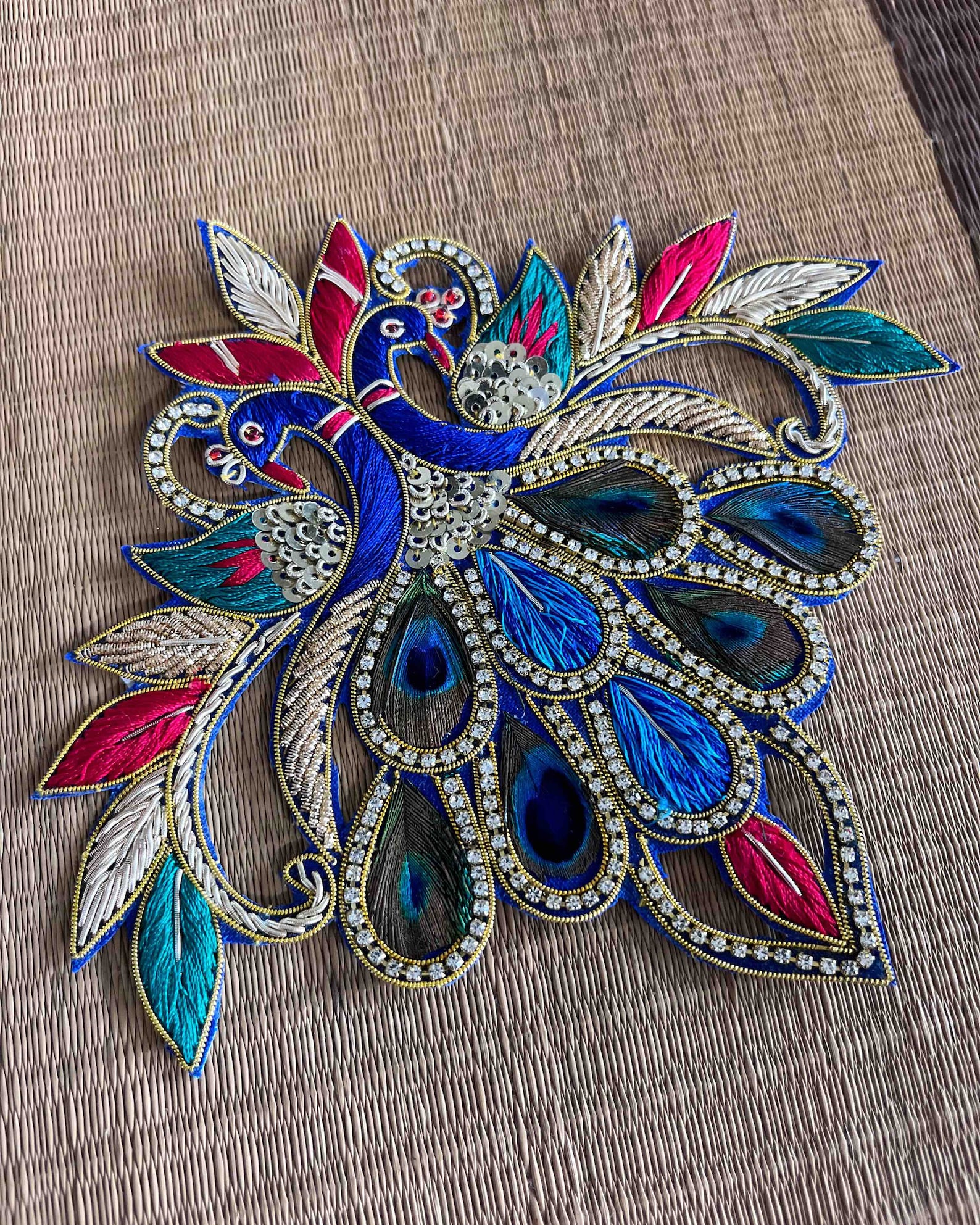Boho Peacock Embroidered Patchhandmade Peacock Real Feather - Etsy