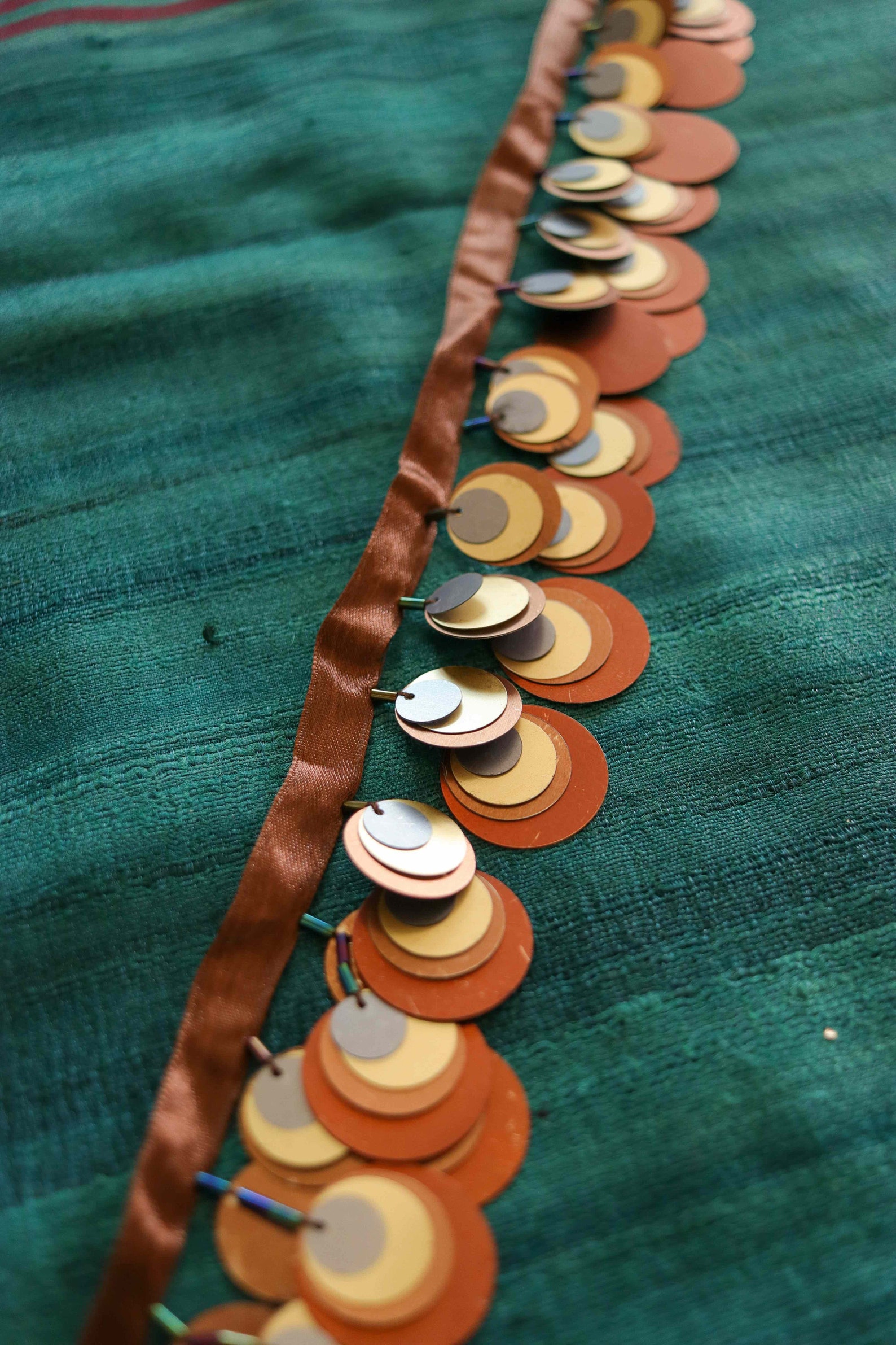 Brown Gold Coin Fringe Trim,handmade Brown Sequin Border,boho Brown ...