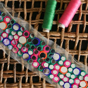 Colourful Mirror Embroidered Trim,handmade Multicolour Indian Border ...