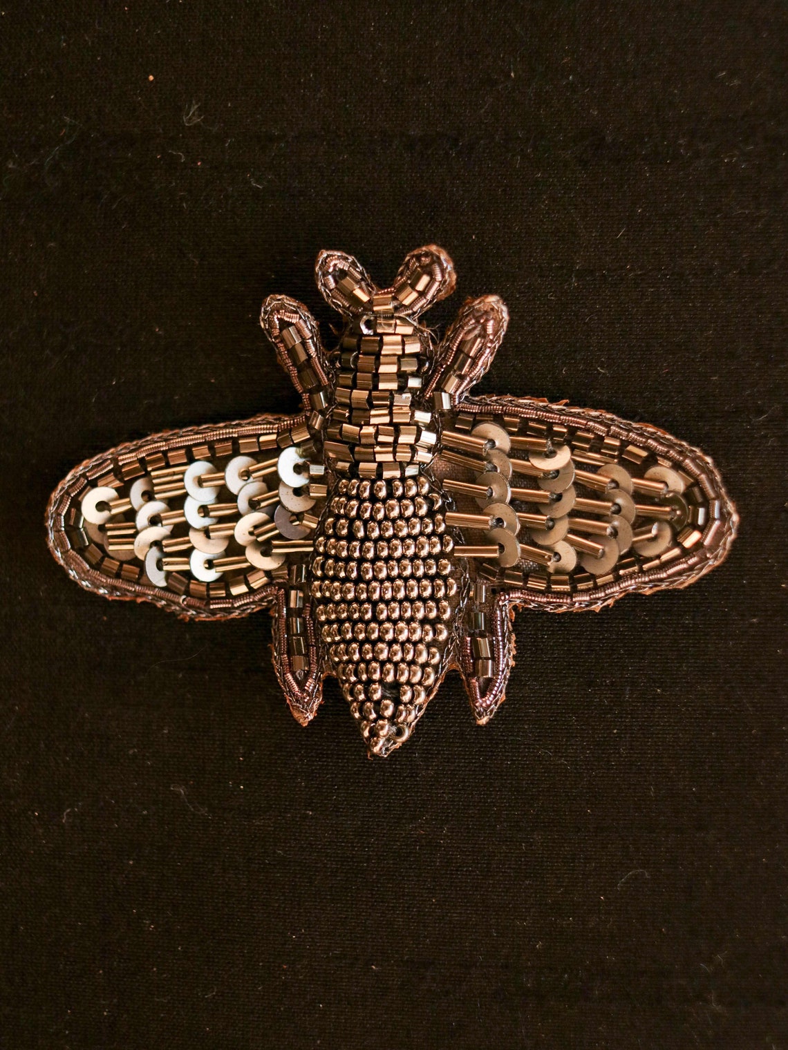 Quirky Silver Embroidered Bee Patchhandmade Bee Applique - Etsy