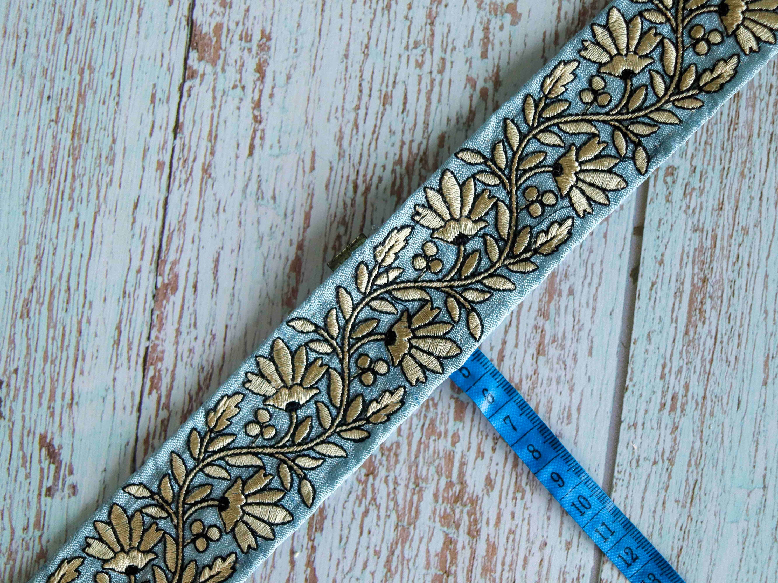 Blue White Floral Embroidered Trimpowder Blue Floral - Etsy