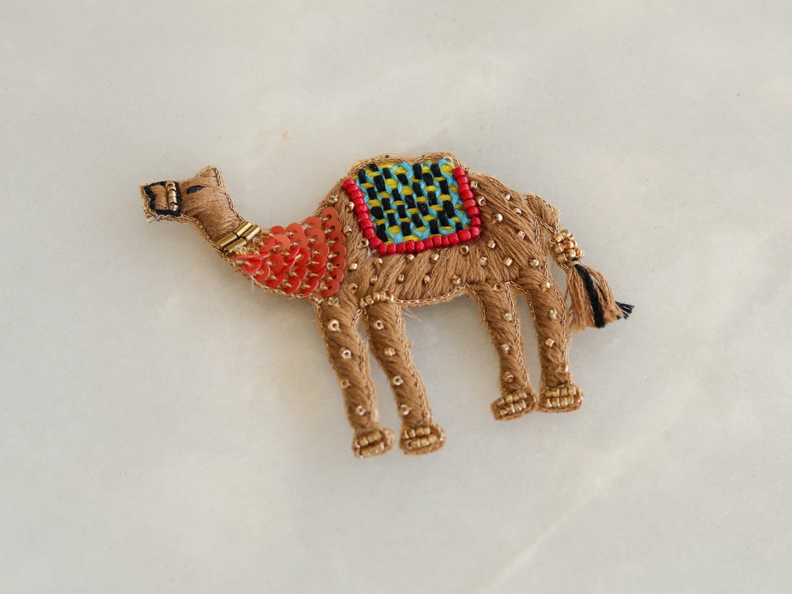 Brown Red Camel Embroidered PatchHandmade embroidered | Etsy
