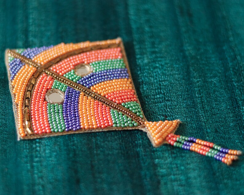 Multicolour Kite Beaded Embroidered Patch,handmade Beaded Applique ...