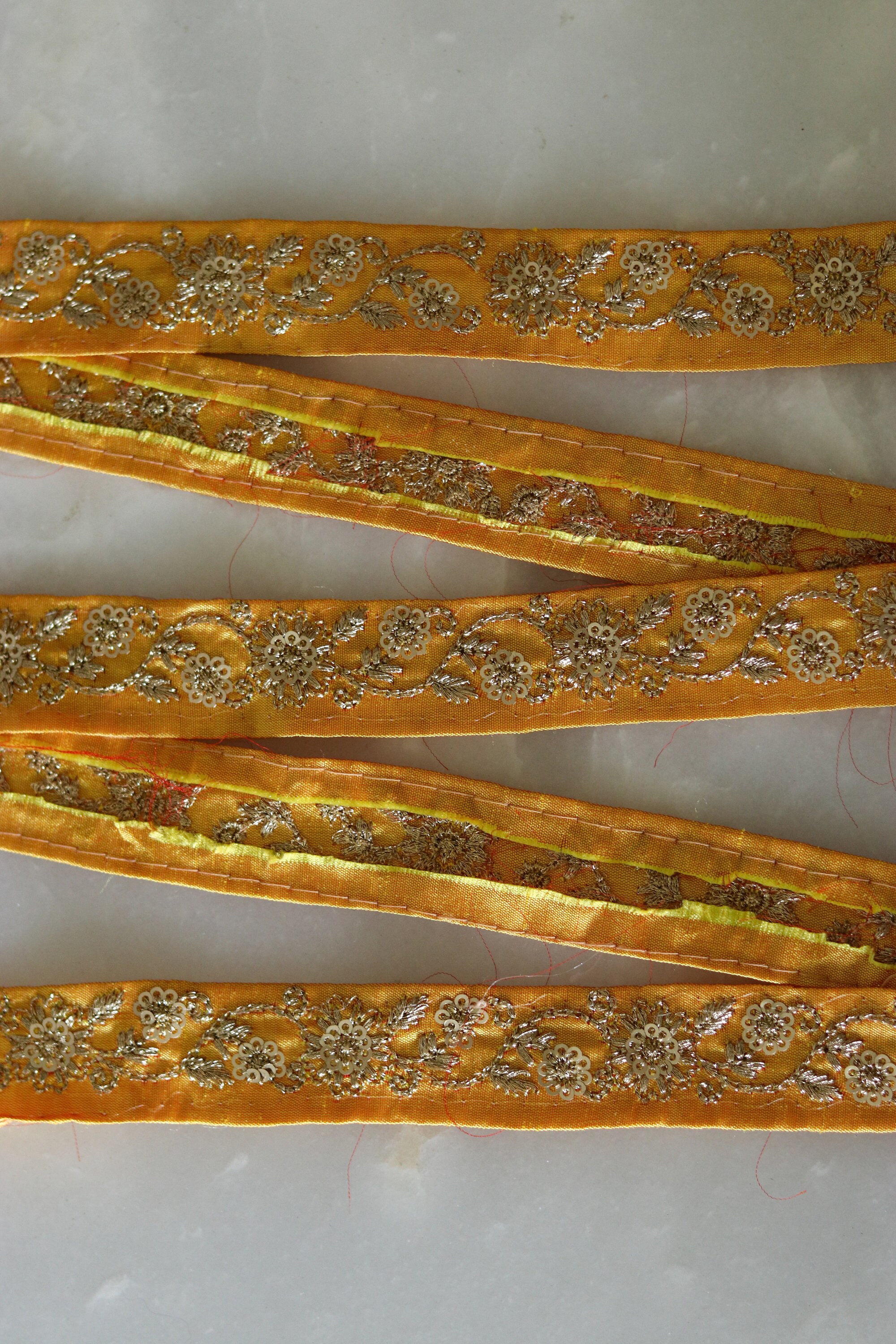 Yellow Gold Floral Embroidered Trimyellow Gold Floral | Etsy