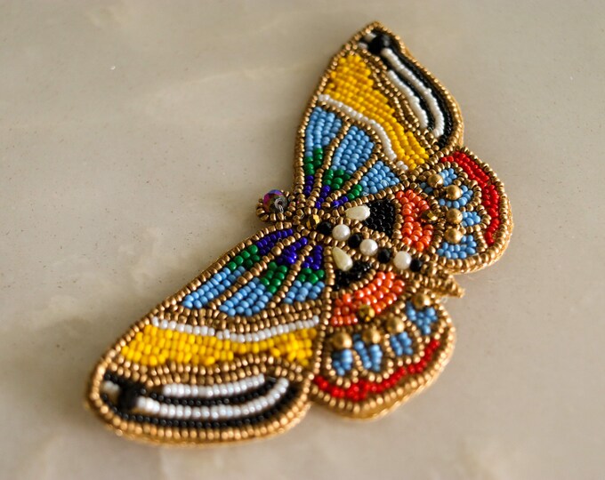 Multicolour Beaded Butterfly Embroidered Patch,handmade Colourful ...