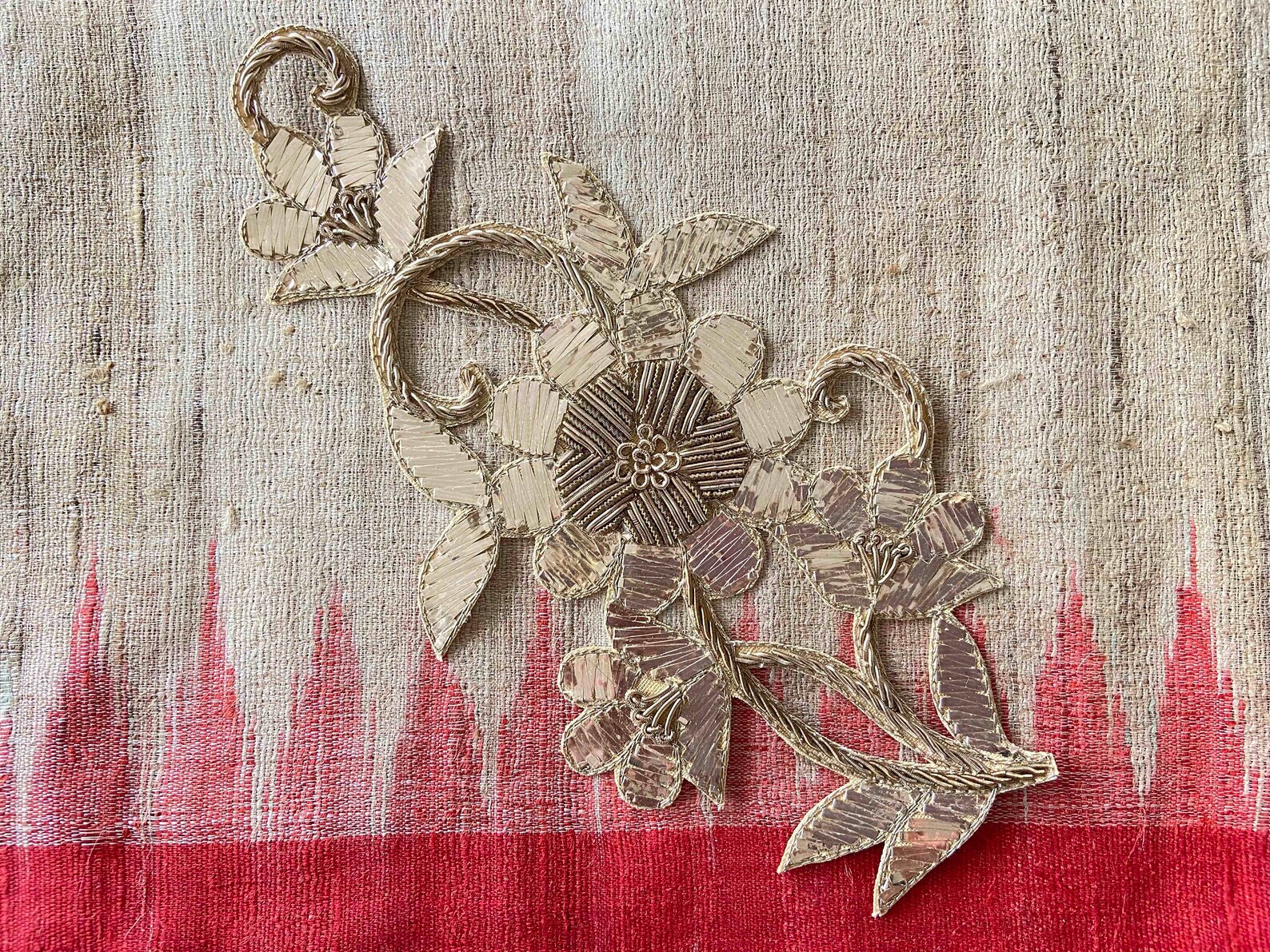 Rose Gold Floral Embroidered Patchhandmade Embroidered Gold | Etsy