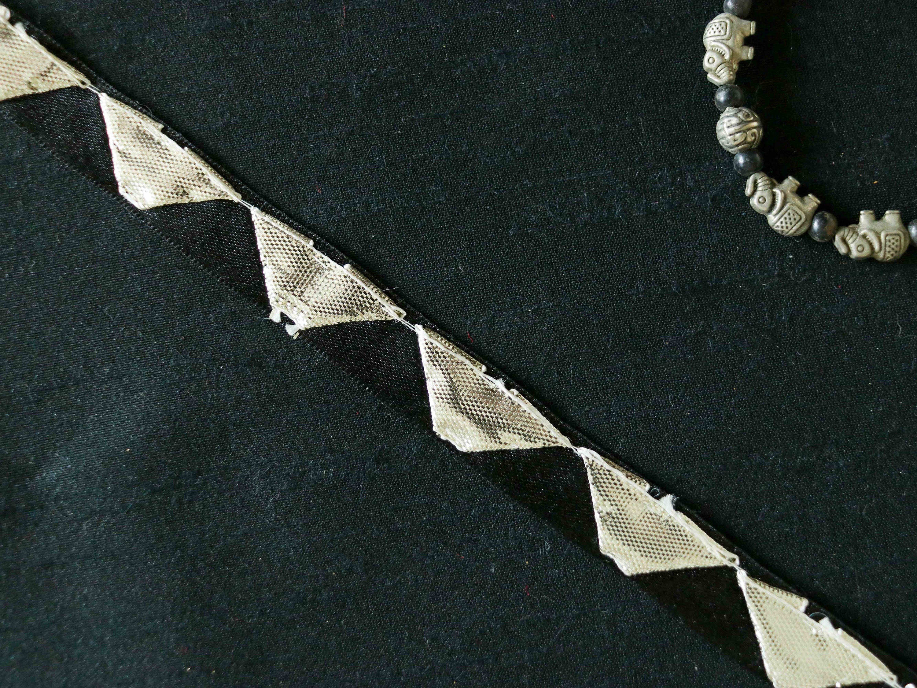 Black Silver Gota Embroidered Trimsilver Triangle Bordergota - Etsy