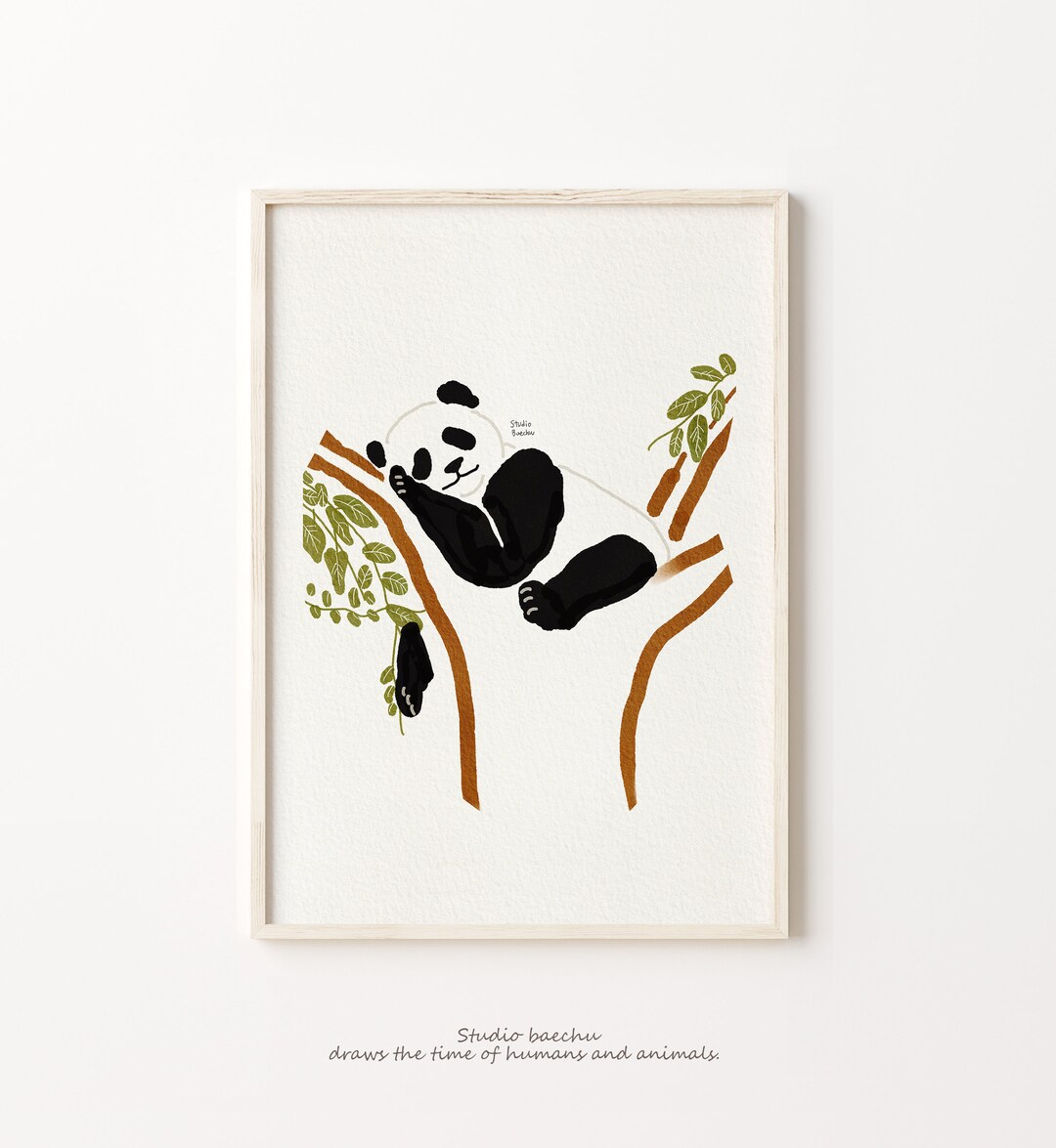 Baby Panda Print, Animal Print Line Drawing, Nursery PRINTABLE Wall Art ...