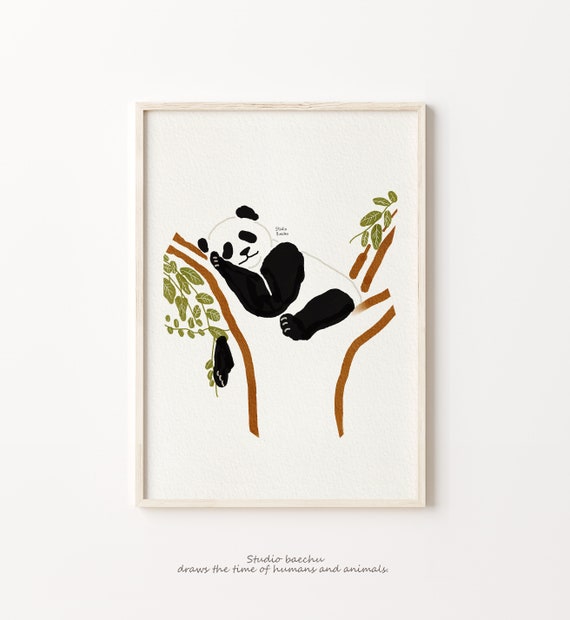 Baby Panda Print Animal Print Line Drawing Nursery PRINTABLE - Etsy