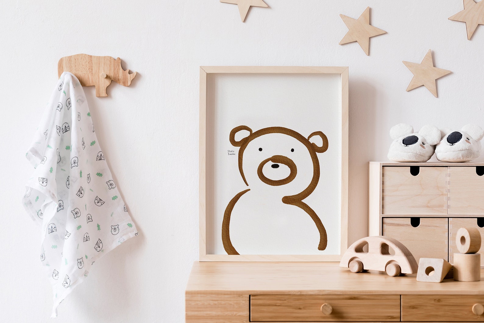 Baby Bear Line Print Set of 2, Baby Bear Print, Line Drawing, Baby Bear ...