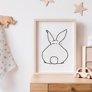 Bunny Line Print Set of 3, Bunny Rabbit Print, Line Drawing, Easter ...