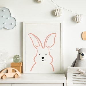 Baby Rabbit Print, Animal Print Line Drawing, Nursery PRINTABLE Wall ...