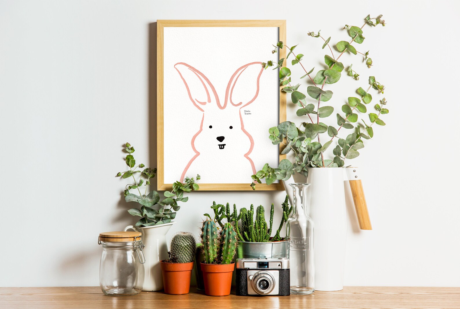 Baby Rabbit Print, Animal Print Line Drawing, Nursery PRINTABLE Wall ...