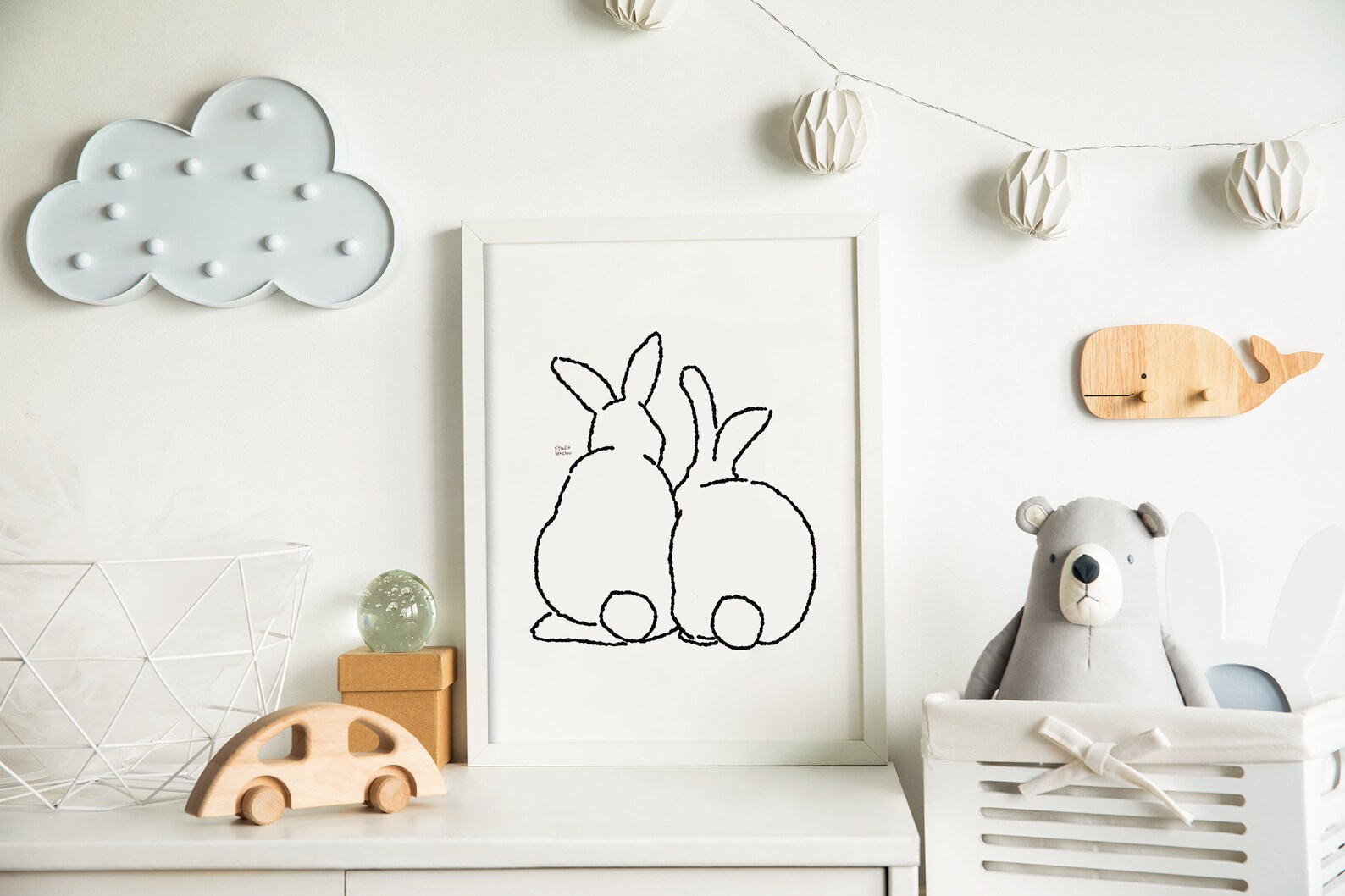 Bunny Line Print Set of 3, Bunny Rabbit Print, Line Drawing, Easter ...