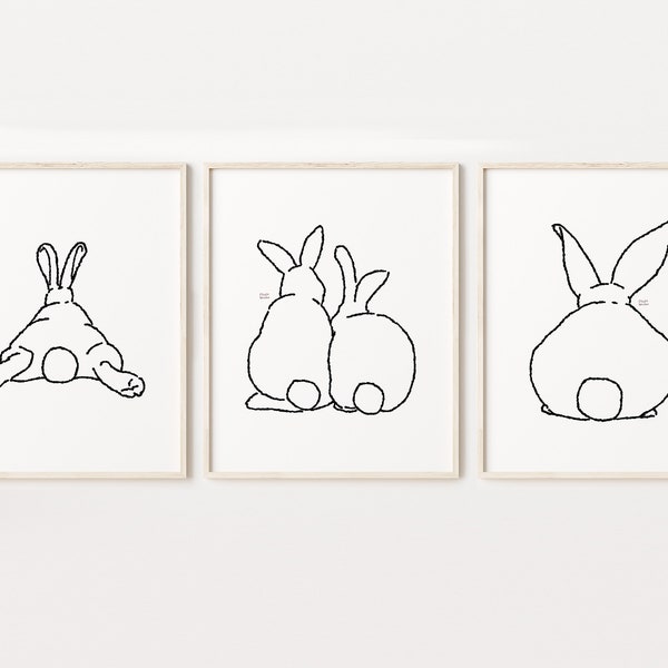 Rabbit Line Art - Etsy