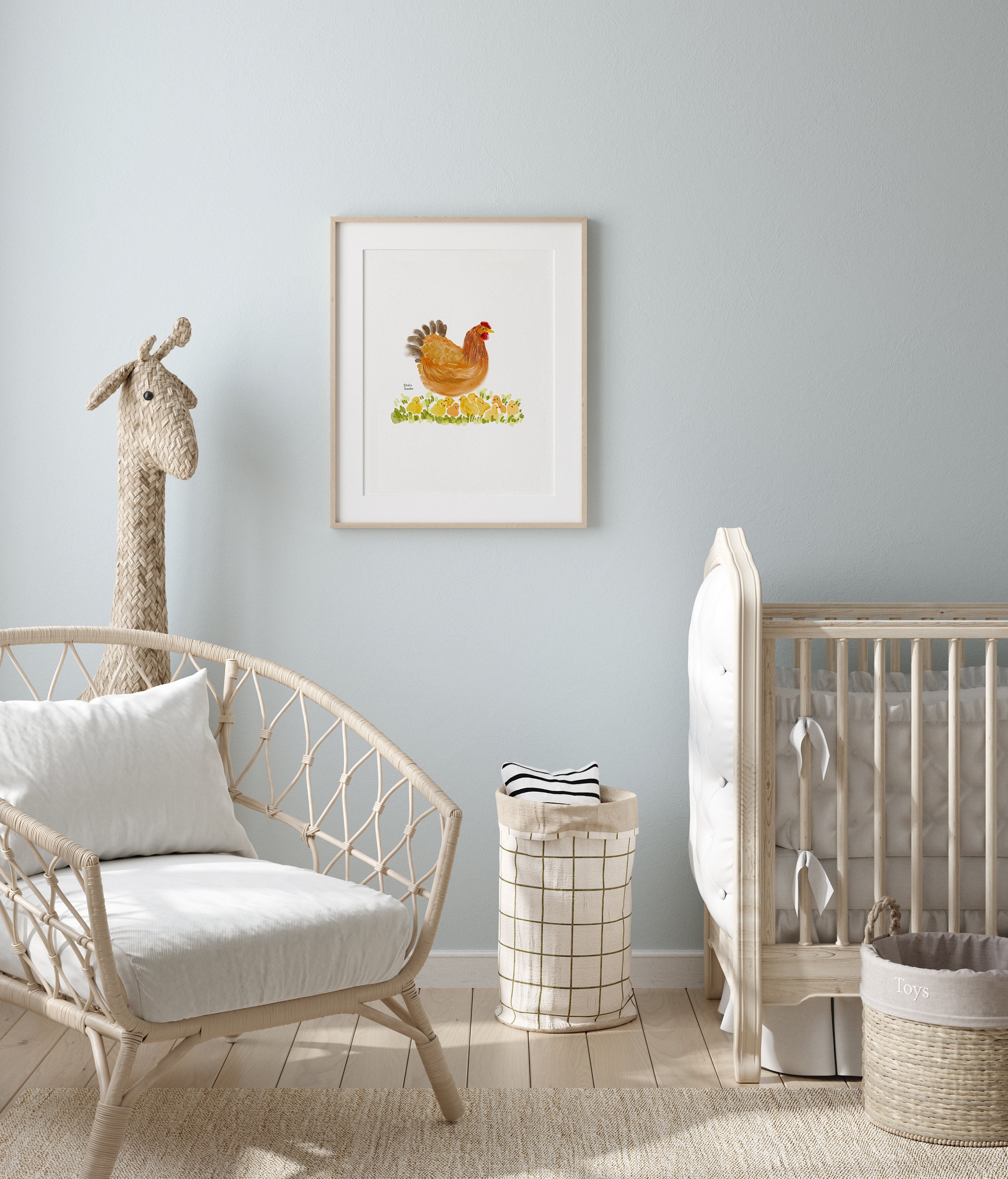 Hens and Chicks Art, Baby Chick Print Watercolor, Chicks Painting ...