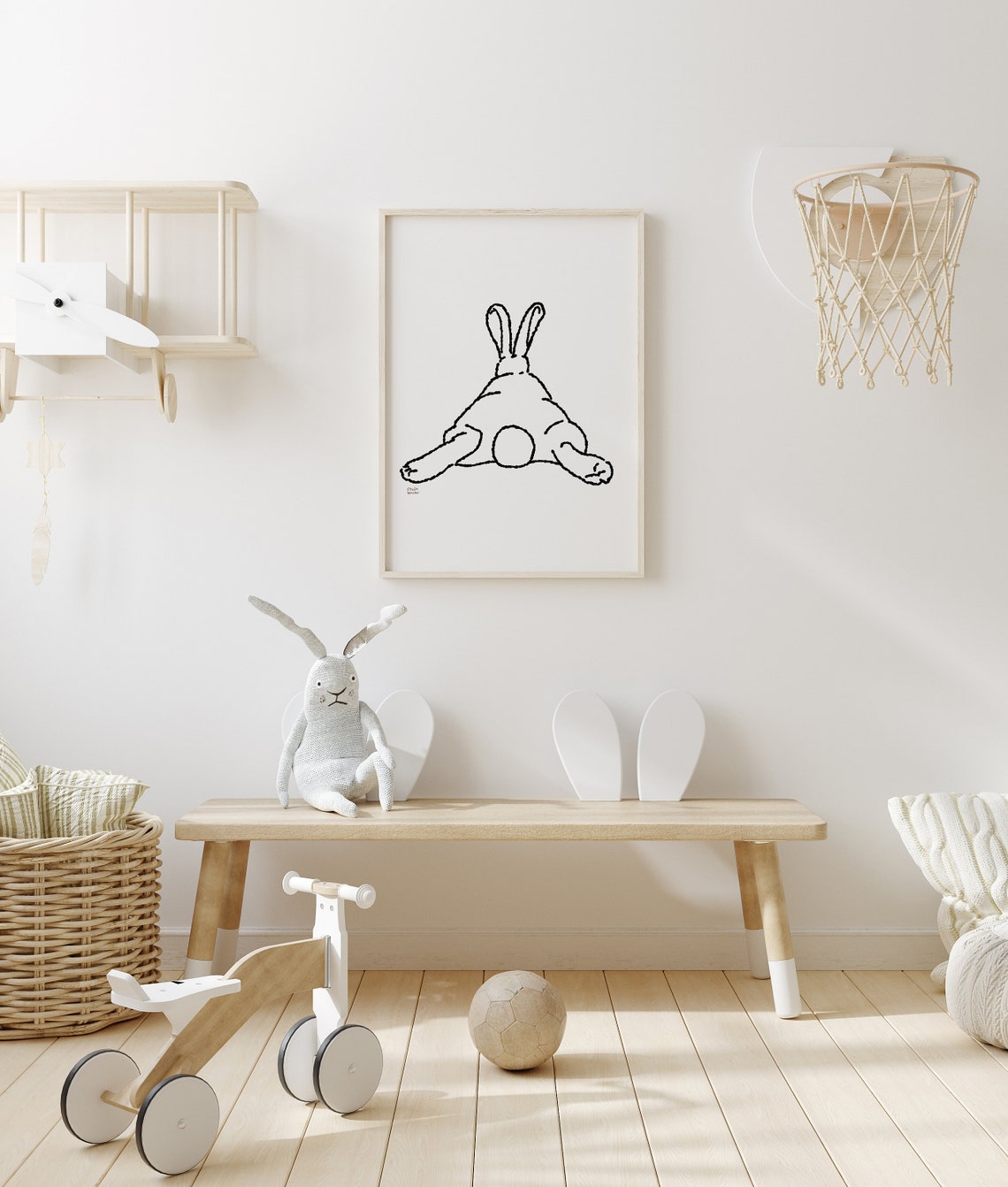Bunny Line Print Set of 3, Bunny Rabbit Print, Line Drawing, Easter ...