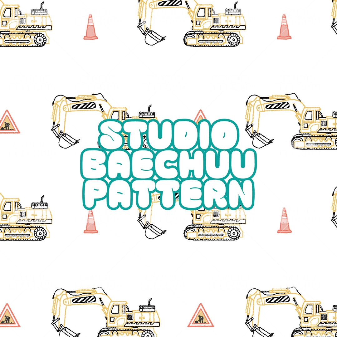 Excavator Pattern, Excavator Digital Paper, Construction Trucks Pattern ...