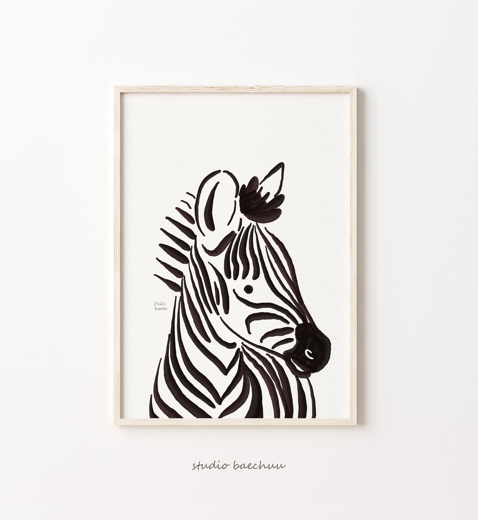 Zebra Wall Art, Animal Print Line Drawing, Nursery PRINTABLE Wall Art ...