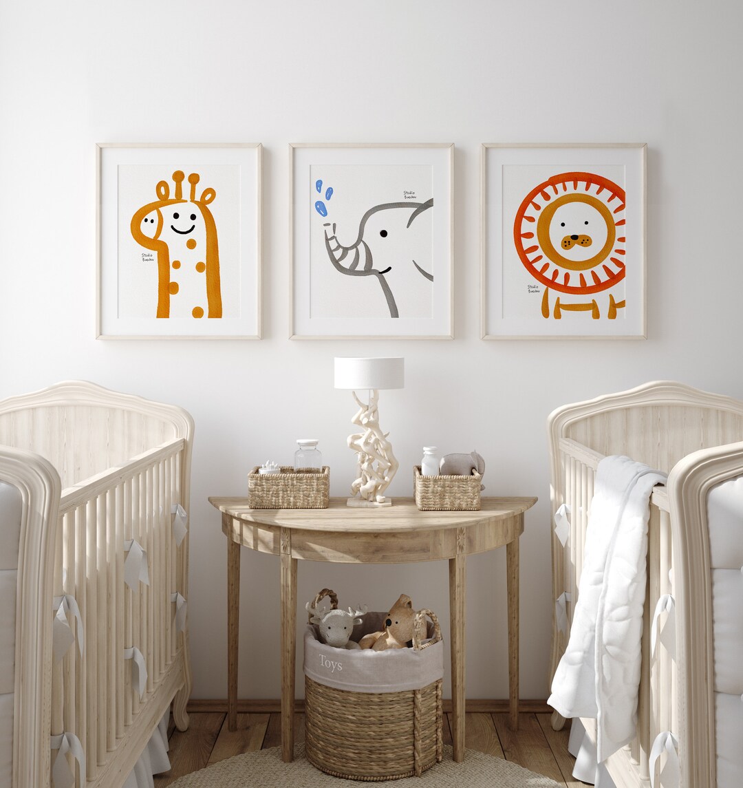 Animal Print Line Drawing, Set of 4 Nursery PRINTABLE Wall Art ...