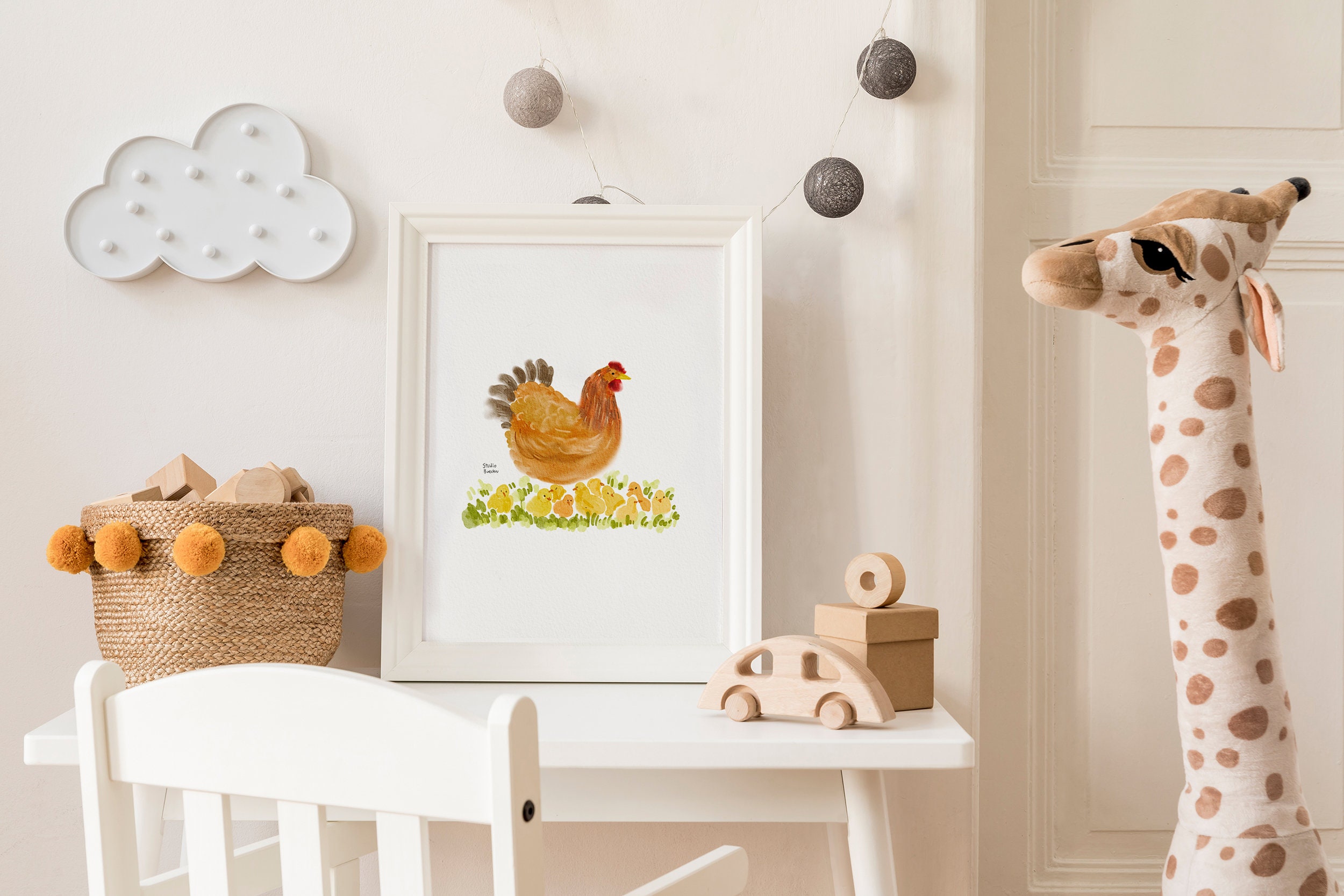 Hens and Chicks Art, Baby Chick Print Watercolor, Chicks Painting ...