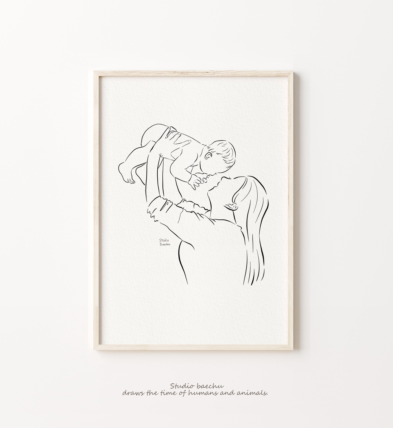 Mom and Baby Line Art Mother and Baby Art Printable Family - Etsy