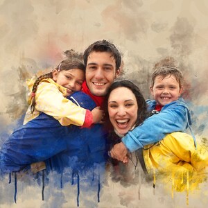 Watercolor Painting, Family Portrait, Family Digital Watercolor ...