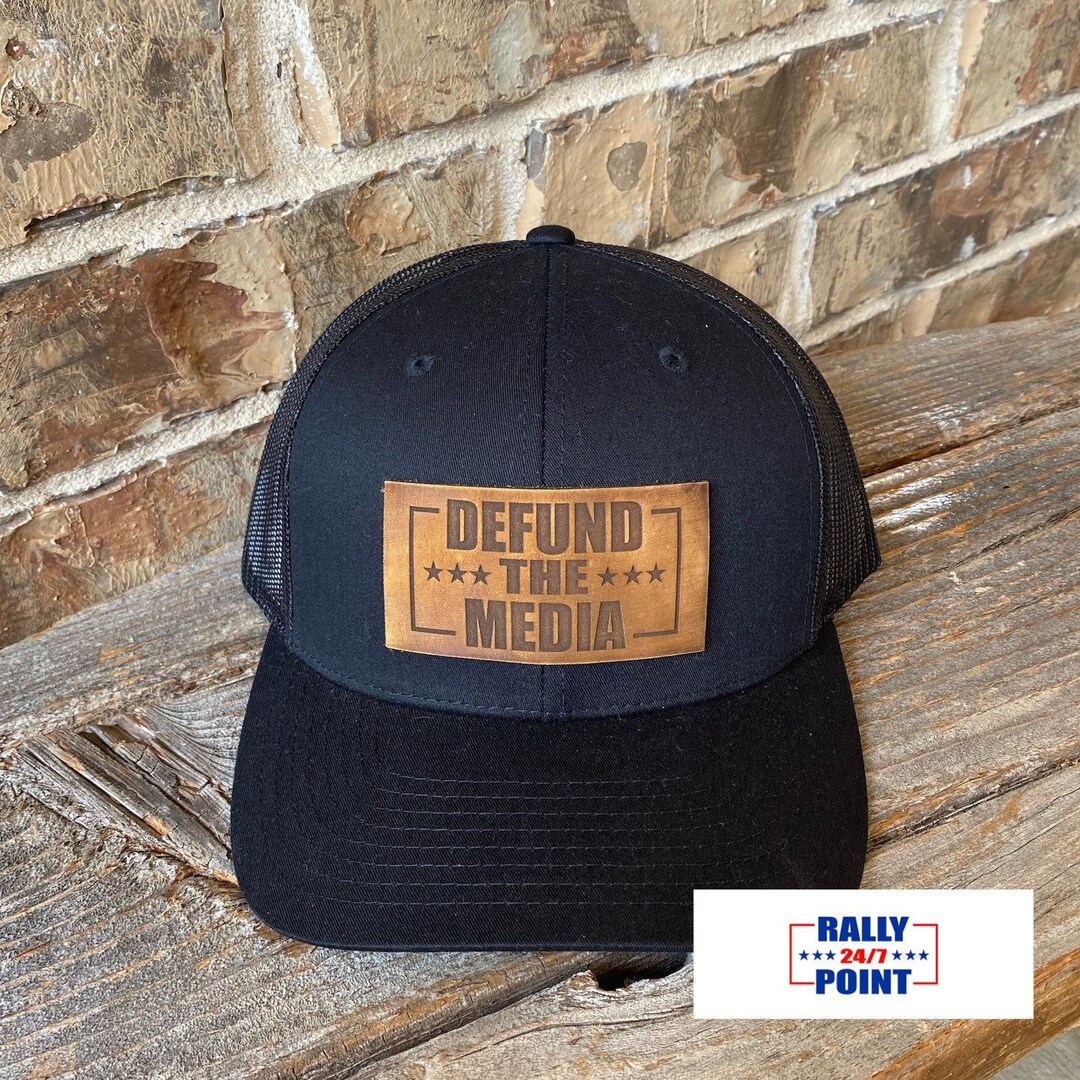 Defund the Media Leather Patch Hat - Etsy