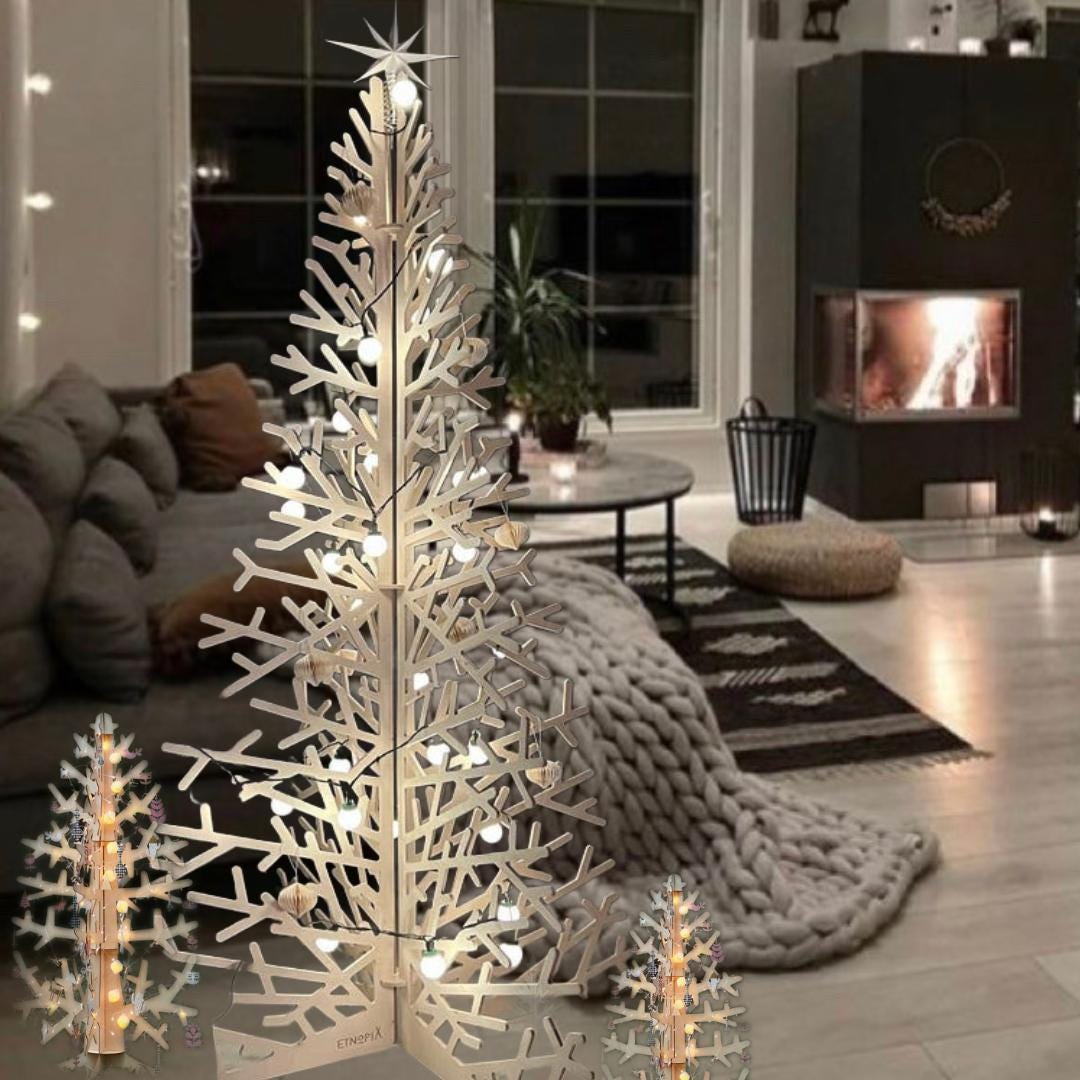 Minimalist Wooden Tree Display for Office, Natural Wood Christmas ...