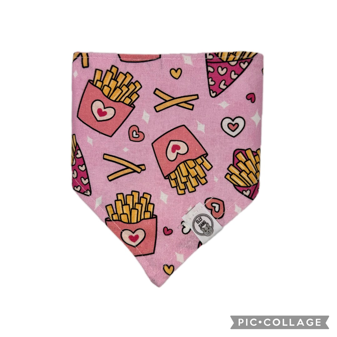 NEW Reversible Snap on Pet Bandanas Valentine Fries - Etsy