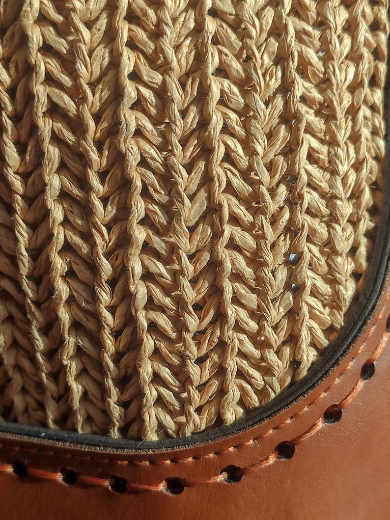 Vegan Leather Straw Bag | Handmade Paper String Shoulder Tote | Boho ...
