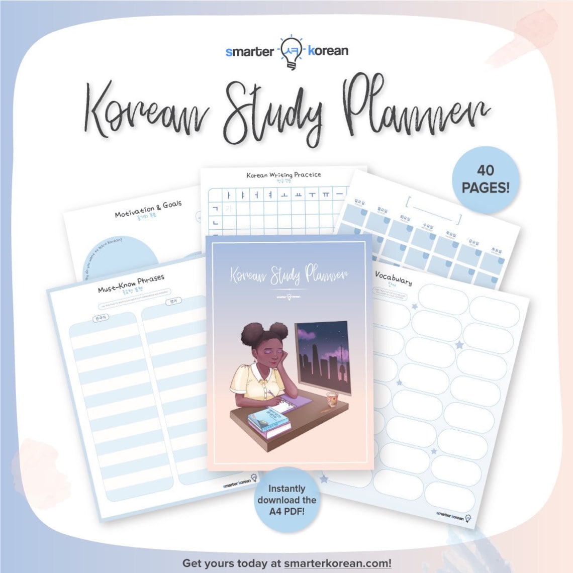 Korean Study Planner, Note Organizer, Reusable Templates - Etsy Canada