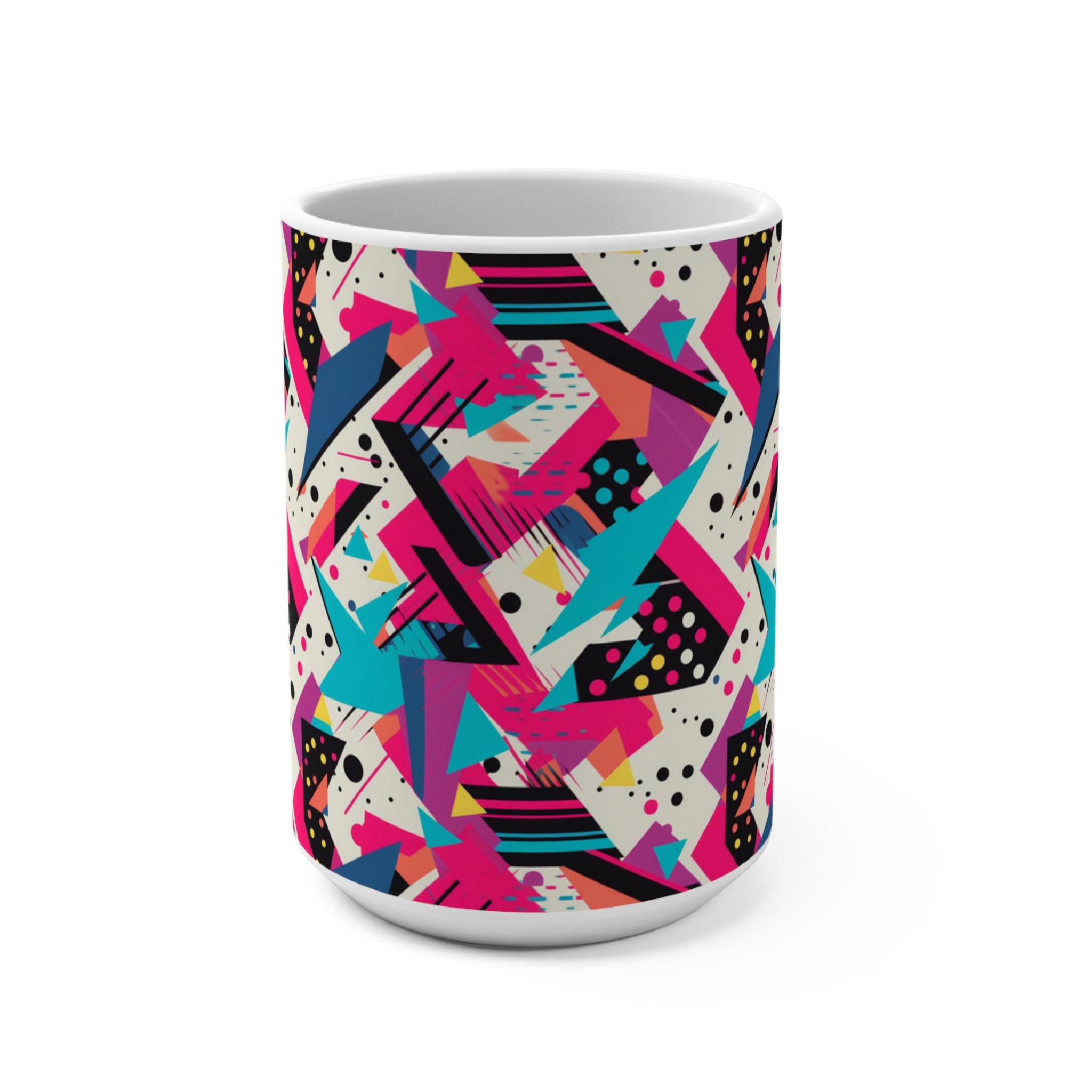 1980's 1990's Neon Shapes Style 15 Oz Coffee Cup - Etsy