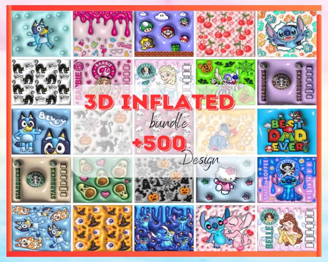 3D Tumbler Sublimation Design Bundle, Straight Designs, Wrap PNG, 3D - Etsy