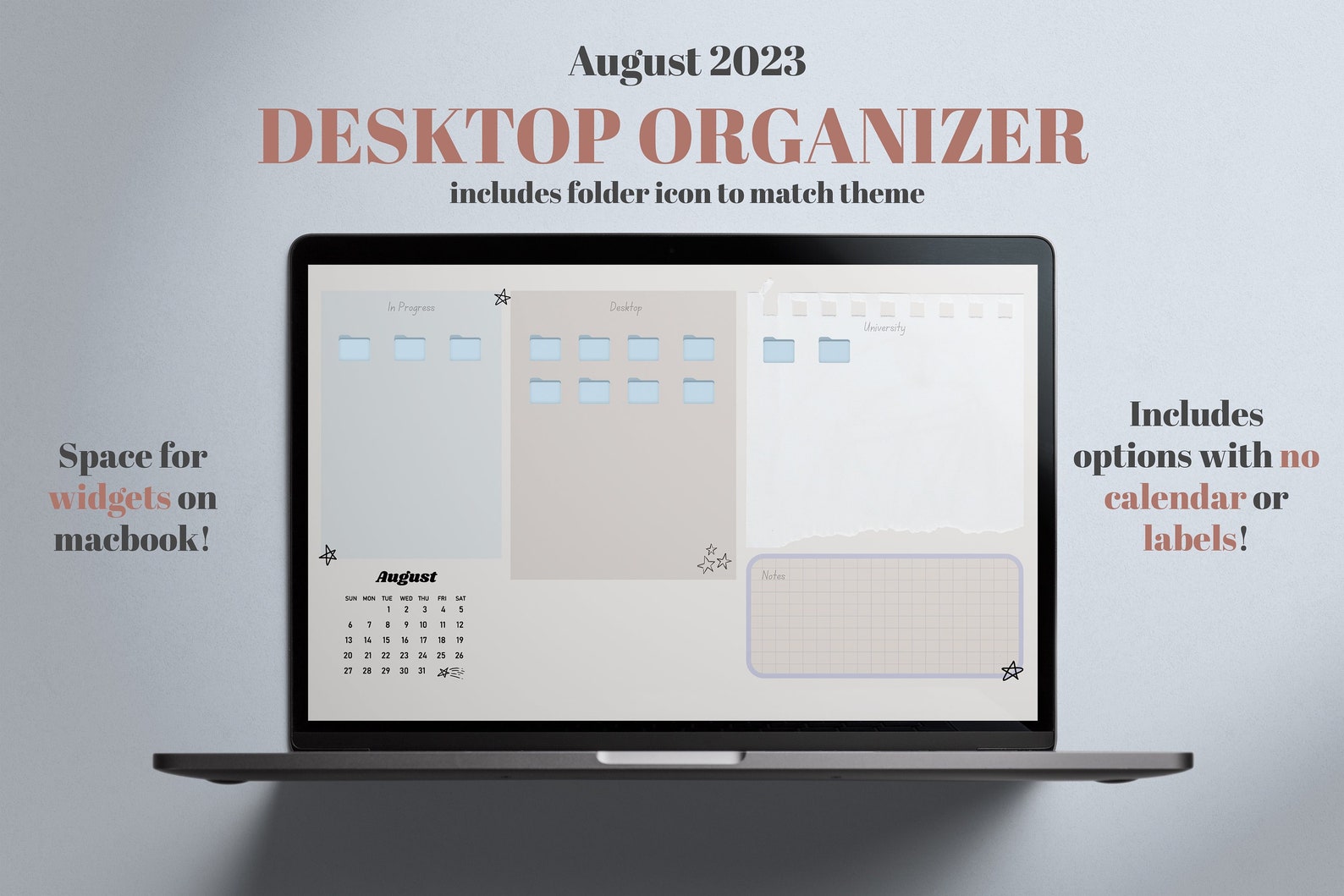 Desktop Organizer Wallpaper + Folder Icon | Minimalist, Notebook ...